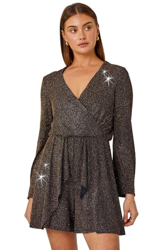 Jumpsuits Shimmer Stripe Wrap Stretch Playsuit Roman